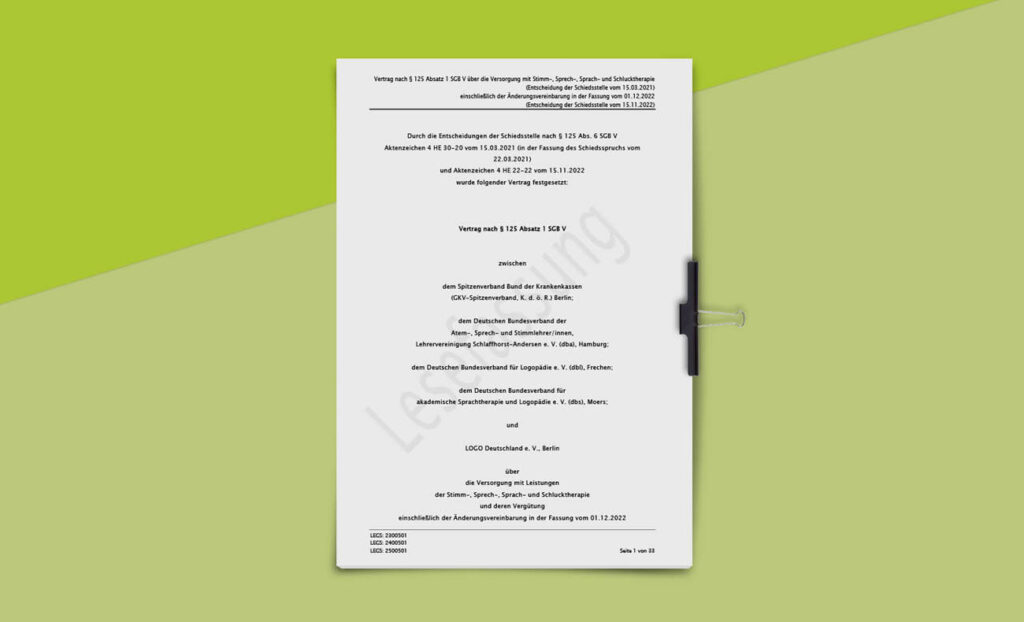 Rahmenvertrag – LOGO Deutschland – Selbstständige in der Logopädie